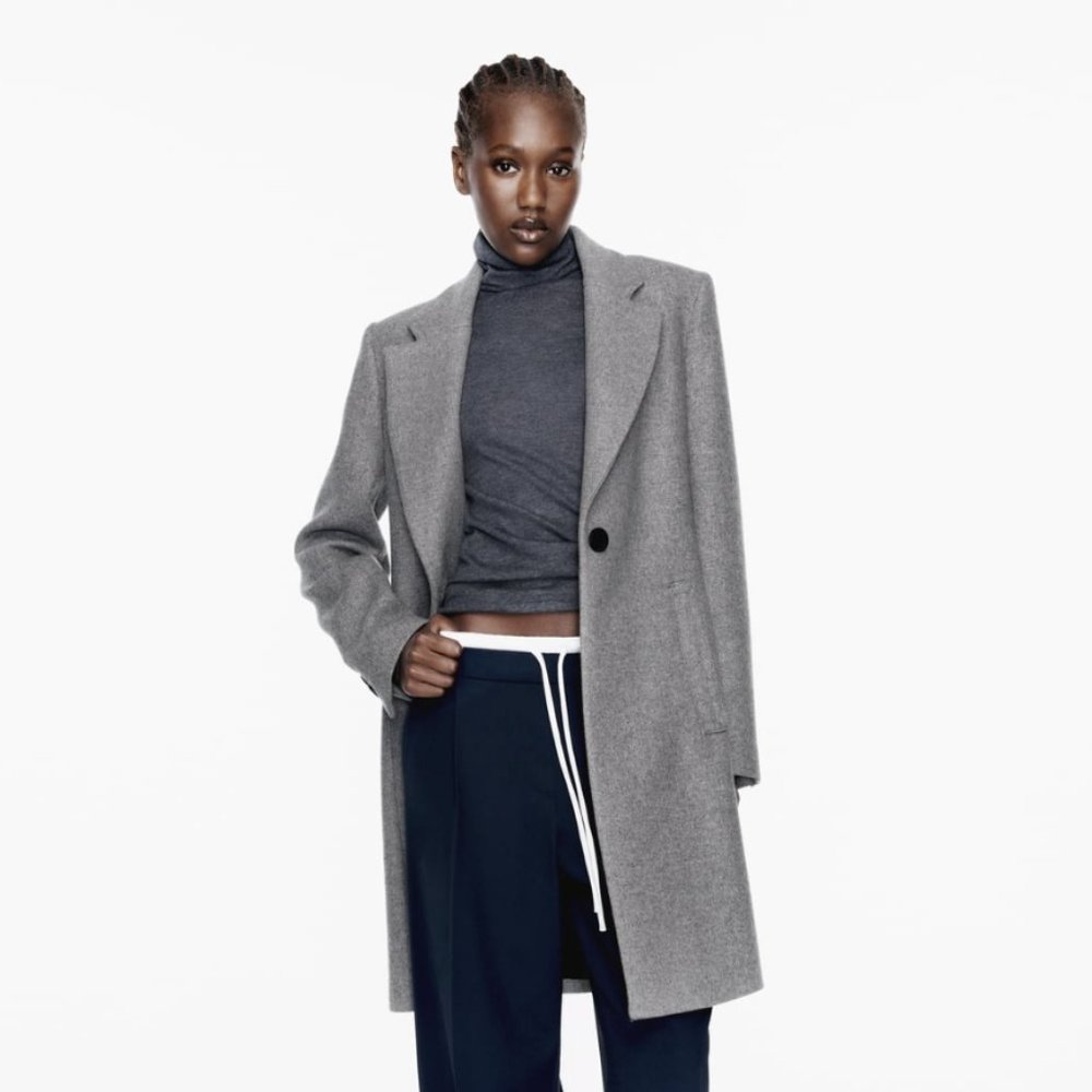 Soft Grey Felt Texture Coat - Gem